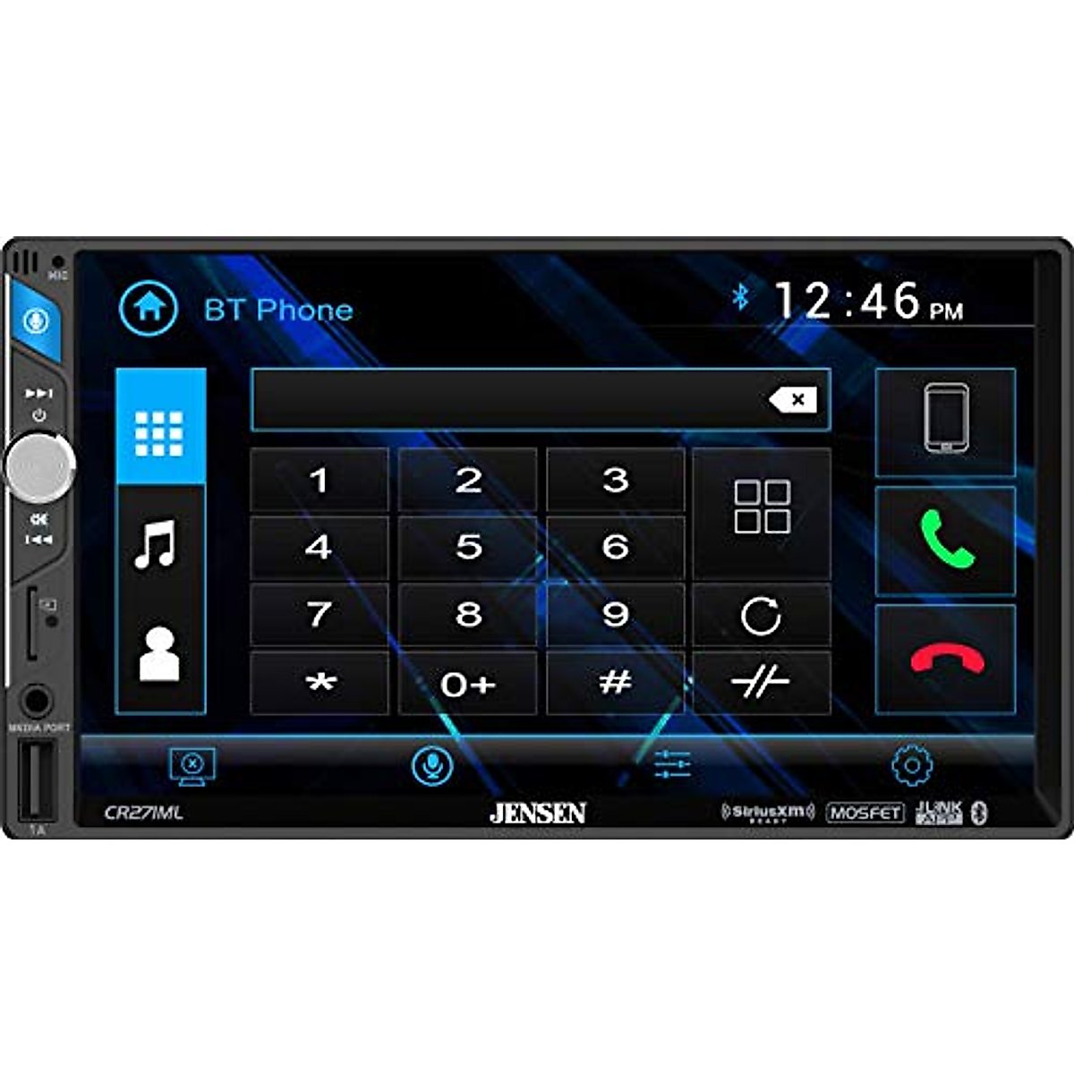 Jensen CR271ML 7 inch LED Digital Multimeda Touch Screen Double Din Car Stereo | SiriusXM-Ready l Push to Talk Assistant | Backup Camera Input | Bluetooth | USB Fast Charging | microSD