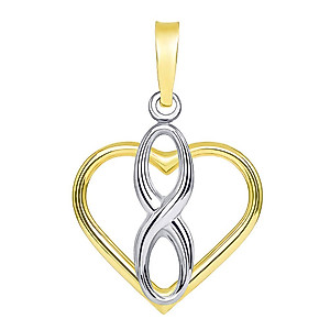 Jewelry America 14k Two Tone Gold Vertical Infinity Sign in Open Heart Pendant Necklace, 22"