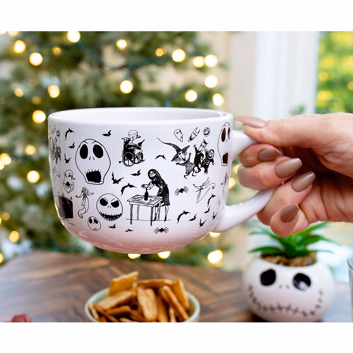 Disney The Nightmare Before Christmas Scary Citizens Ceramic Soup Mug With Lid