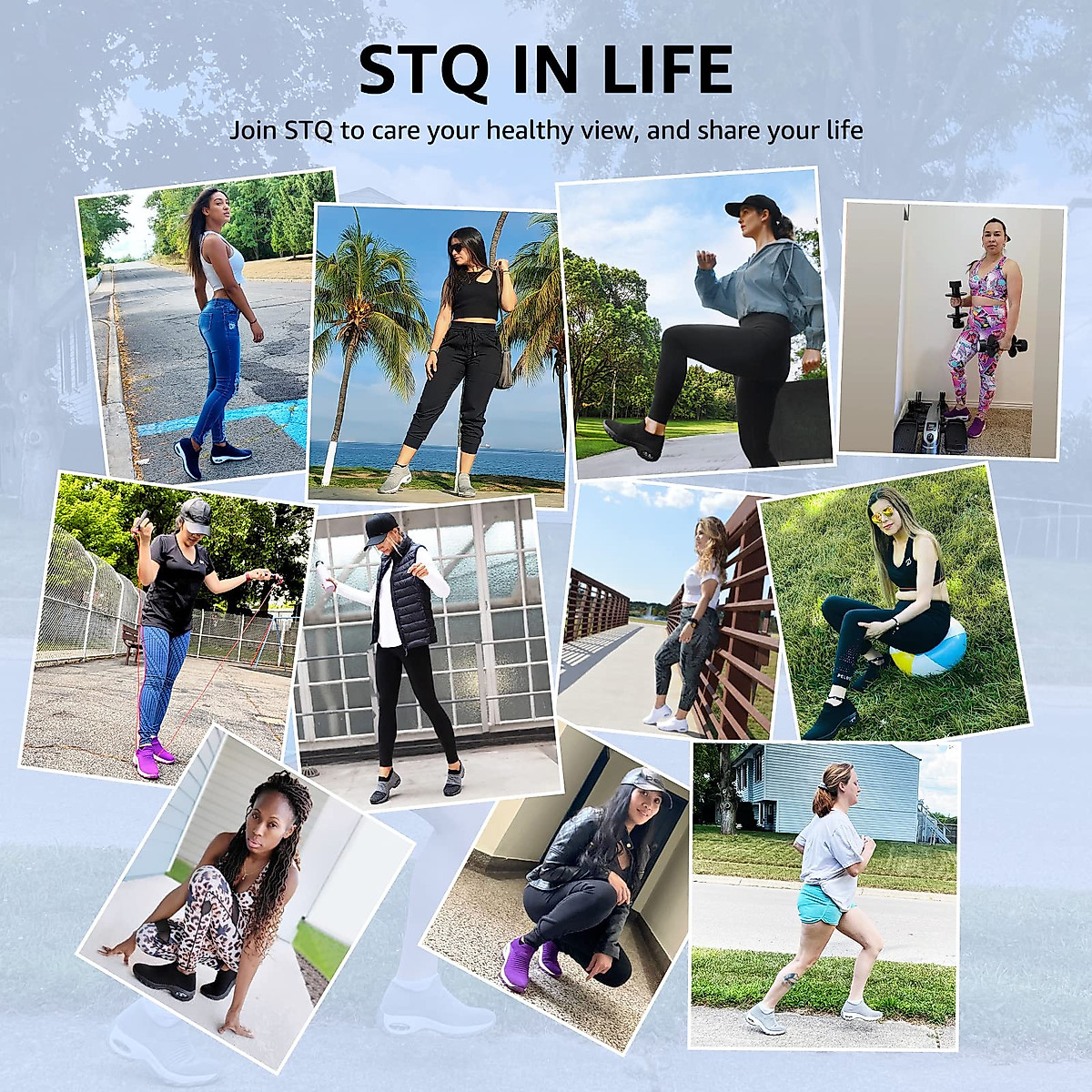 STQ Womens Slip on Walking Shoes Breathable Non Slip Work Shoes Comfortable Air Cushion Orthopedic Sneakers with Arch Support Black 7.5