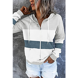 ETCYY Women's Causal Hoodies Zip Up Jackets Long Sleeve Oversized Tie-Dyed Sweatshirt Pullover with Pockets(XL.Color Gray)