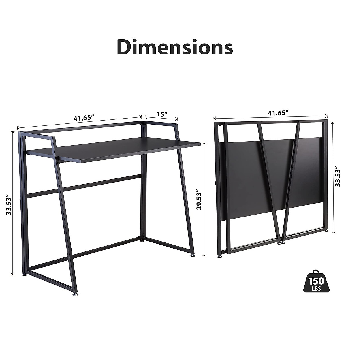 EUREKA ERGONOMIC Folding Desk for Small Spaces Folding Desk Table Fold up Desk no Assembly 41inch Computer Desk Office Table Teen Student Dorm Study Desks, Easy to be Folded Writing, Laptop Working