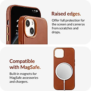 LONLI Edition - (for iPhone 14) - Premium European Genuine Leather Case | Develop Patina Over Time | Compatible with Magsafe - Brown
