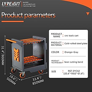 LYREIGN Large Capacity CNC Tool Holder Storage Cart for Mechanic Factory Garage, Multi-Purpose CNC Tool Holder Transfer cart, CNC Tool Organizer Transport Equipment