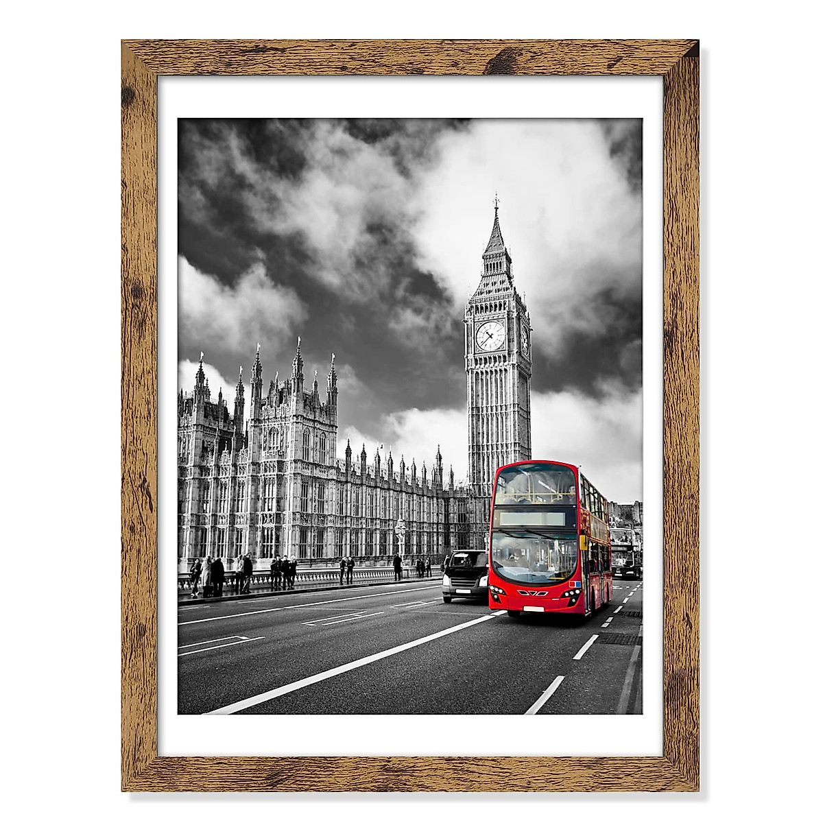 IkaLede 12x16 Rustic Frames Display Pictures 11x14 with Mat or 12x16 without Mat Wooden Farmhouse Distressed Photo Frames for Artwork Wall Mounting - Gold Brown