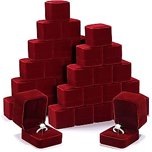 BBTO 36 Pieces Velvet Ring Box for Wedding Ceremony Engagement Ring Box Gift Wedding Ring Box Jewelry Boxes Display Box for Proposal Ring Case for Wedding Engagement Birthday Anniversary(Red)