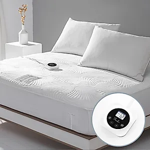 Full Size Electric Heated Mattress Pad 10 Heat Settings Single Control with Memory Timer for 1-12 Hours Auto Off, Lighted Button