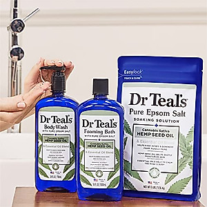 Dr Teal's Foaming Bath with Pure Epsom Salt, Cannabis Sativa Hemp Seed Oil, 34 fl oz (Pack of 4) (Packaging May Vary)