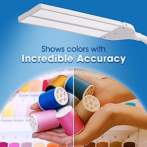 OttLite Pivot LED Desk Lamp, Dual Shade Desk - 3 Color Temperature Modes, Auto Shut-Off Timer, Adjustable Neck & Touch Activated Controls - Crafting, Sewing, & Studying