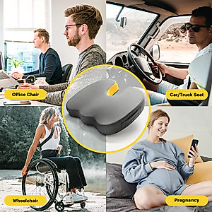 Lemonduck Seat Cushion, Memory Foam Chair Cushion for Office Chair Car Seat Wheelchair, Sciatica Coccyx Tailbone Back Pain Relief