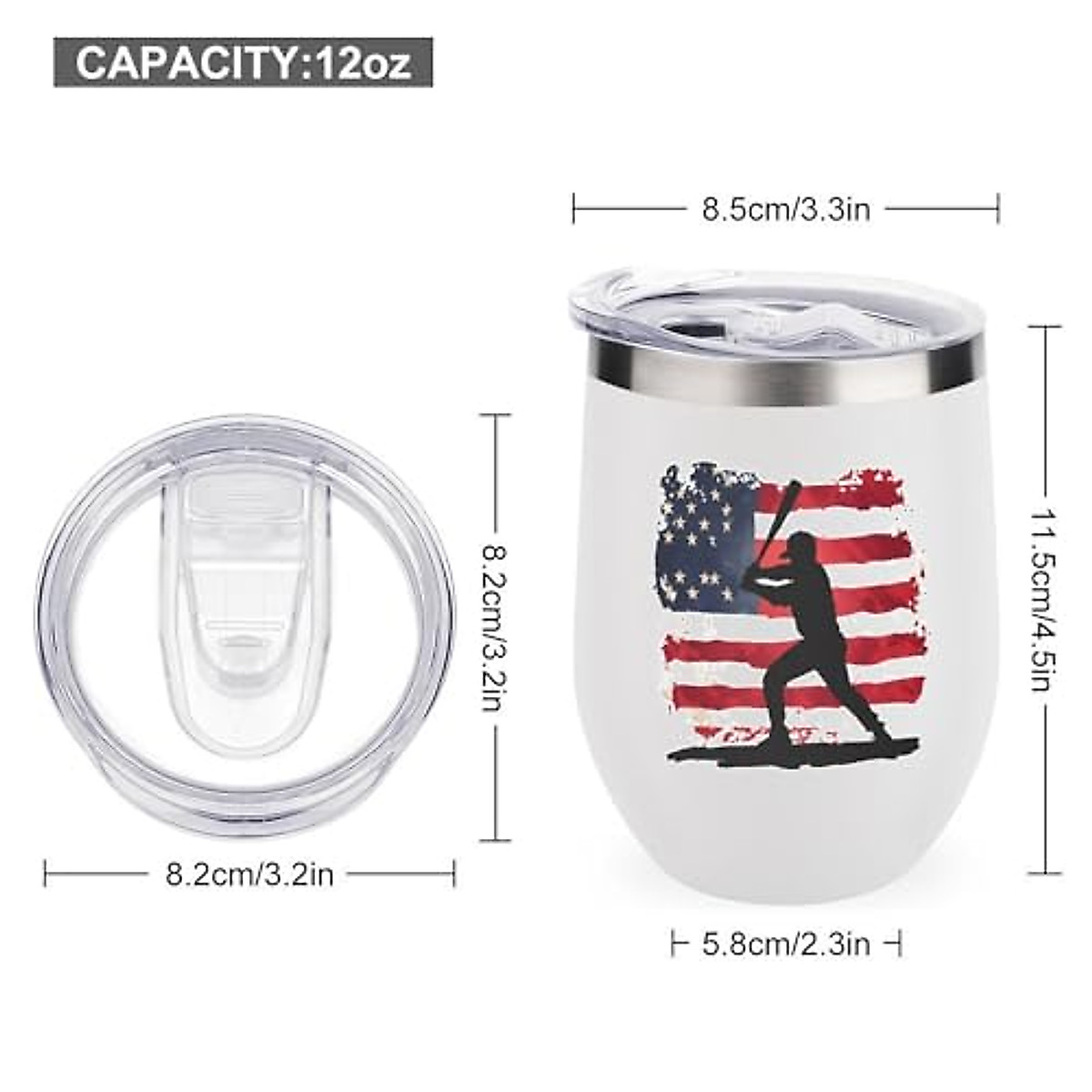 Baseball 4th Of July Men USA Flag Insulated Tumbler with Lid Stainless Steel Coffee Mug Cute Wine Tea Water Cup White-style