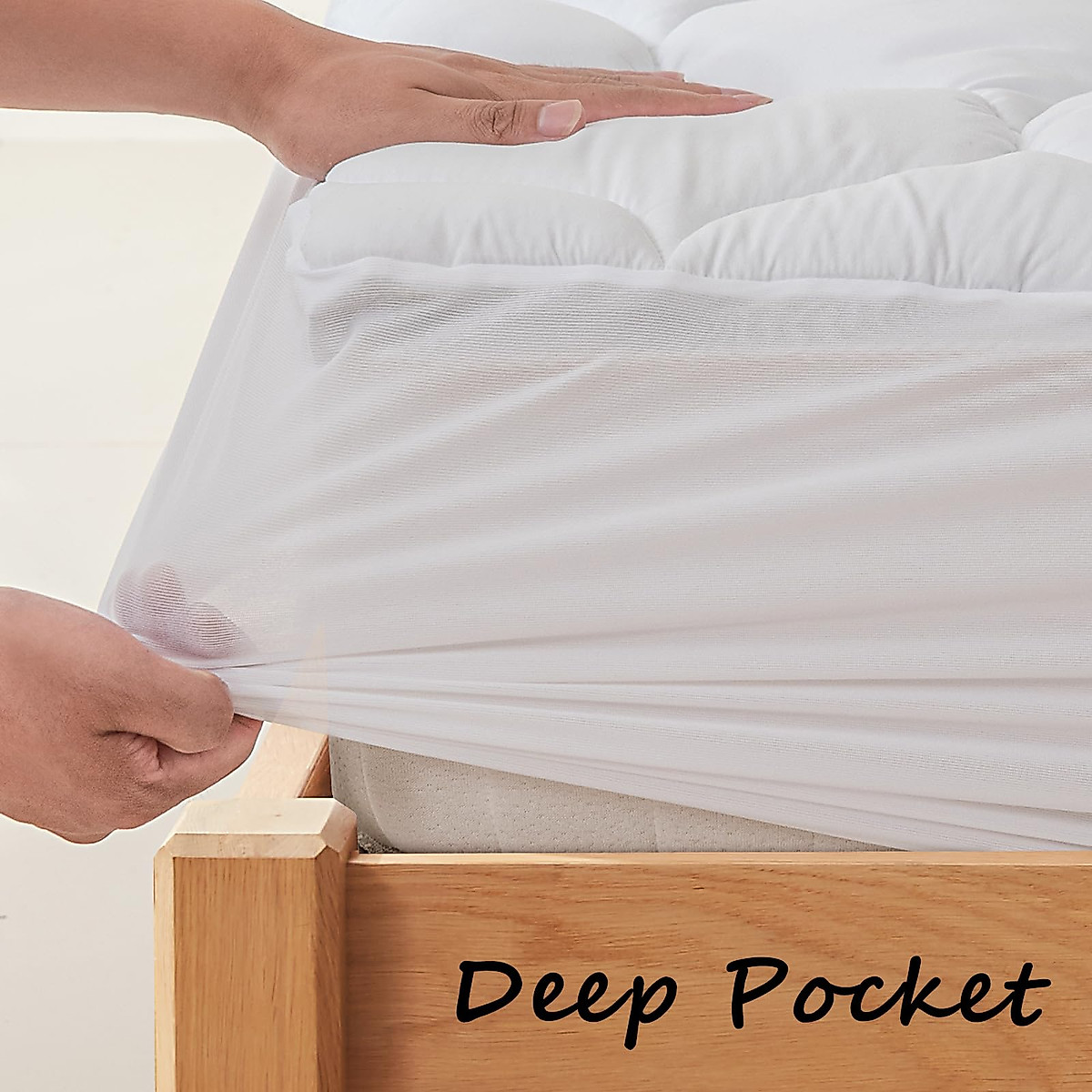 Cosybay King Size Fitted Mattress Pad, Bedding Quilted Noiseless Mattress Protector Stretches up to 18 Inches Deep, Breathable Bed Matress Cover 78x80 Inches