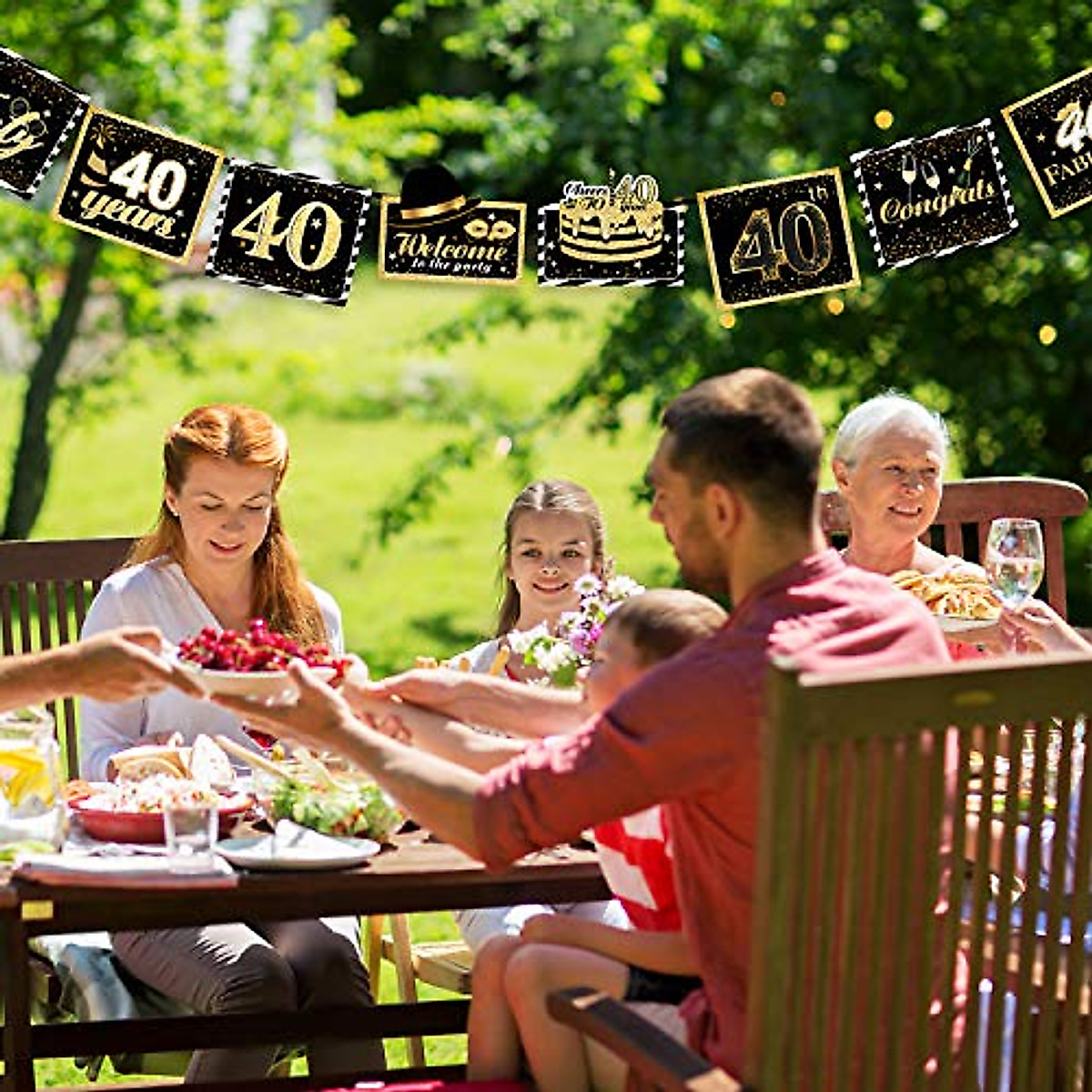 Large Happy Birthday Sign Cutouts Banner Birthday Anniversary Decoration Party Supplies Door Sign Birthday Theme Party Wall Decoration Signs 10 Counts (40th)