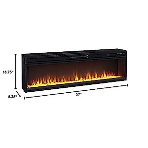 Signature Design by Ashley 57" Electric Fireplace Insert with LED, 6 Temperatures, Multi Flames & Overheating Control, Black