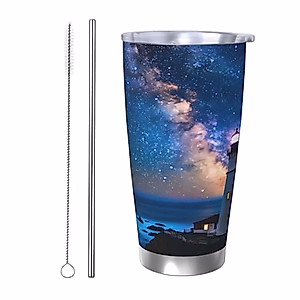 AYCZN Lighthouse On The Coast 20 OZ Tumbler Stainless Steel Travel Coffee Mug, Star Night Insulated Water Bottle with Lid Leakproof Thermal Cup