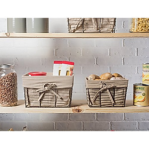 DII Farmhouse Chicken Wire Storage Baskets with Liner, Medium, Vintage Taupe, 11x7.88x7", 2 Piece