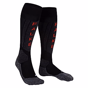 FALKE Women's SK5 Expert Ski Socks, Knee High, Ultra Light Cushion, Winter Athletic Sock, Breathable Quick Dry, Silk, Black (Black-Mix 3010), 9.5-10.5, 1 Pair