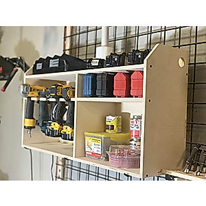 Factory Crafts Cordless Drill Tool Holder Organization Rack Wood Shelf Case Organizer 5-Slot Multi Storage