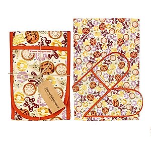 Emma Bridgewater Halloween Pumpkins and Gingerbread Biscuits Double Oven Glove & Kitchen Dish Towel Cotton Gift Set
