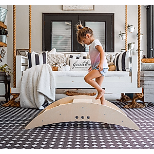 Avenlur Rocking Boat Stair Climber Montessori and Waldorf Style Balancing Step Ladder Rocker Activity Center for Toddlers, Kids, Homeschool, Daycare Seats up to 4 Children Ages 1-6yrs