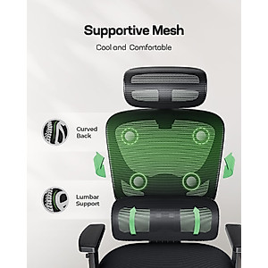 Marsail Ergonomic Office Chair Desk Chair,Gaming Chair with Height Adjustable Lumbar Support,Breathable Mesh Seat Adjustable Swivel Rolling Home Executive, Adjustable Armrest& 90-135°Rocking,Black