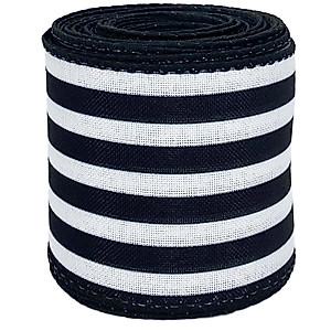 Leecogo Easter Ribbon Wired,2 1/2”x10 Yard,Black White Stripe Ribbon for Christmas, Wreath, Spring, Summer, Wedding, Baby Shower, Birthday