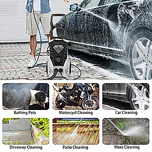 Electric Pressure Washer 1800W Power Washer High Pressure Washer Cleaner with 5 Adjustable Nozzles Built-in Detergent Tank,Hose Reels,Spray Gun,for Homes,Cars,Driveways,Patios
