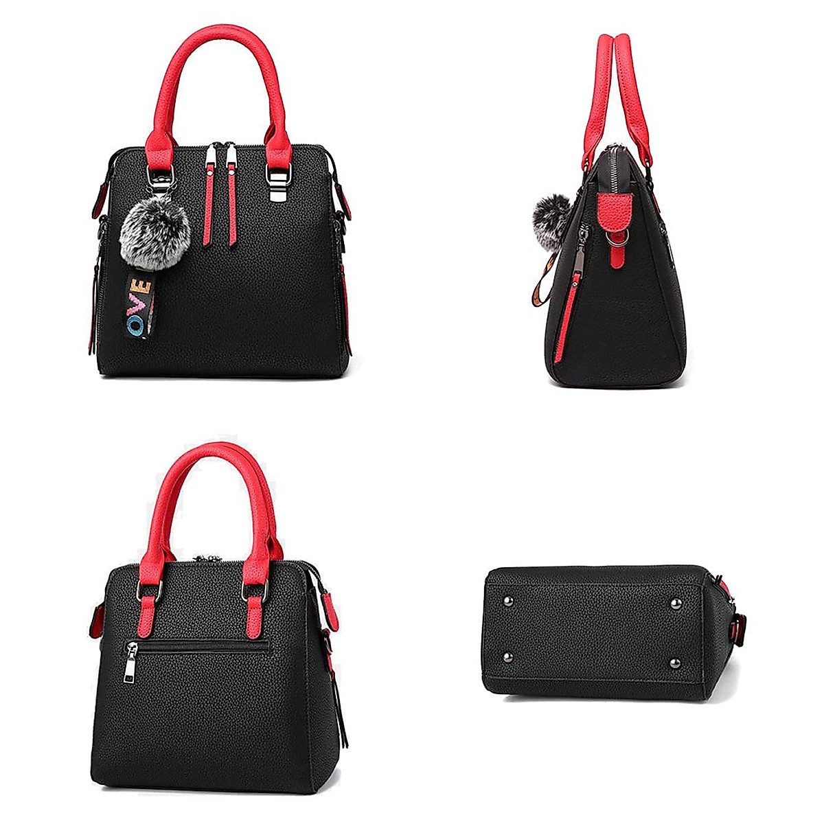 YAQUNICER Small Top-Handle Handbags Hobo Clutch Satchel for Women Purse Faux Leather Shoulder Crossbody Bag-Red