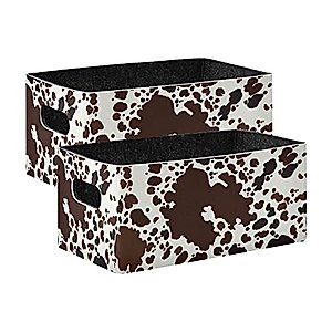 xigua Cow Print Storage Bins Set of 2,Collapsible Storage Cube Home Decor Storage Baskets Organizer for Toys Books Shelves Closet Laundry Nursery