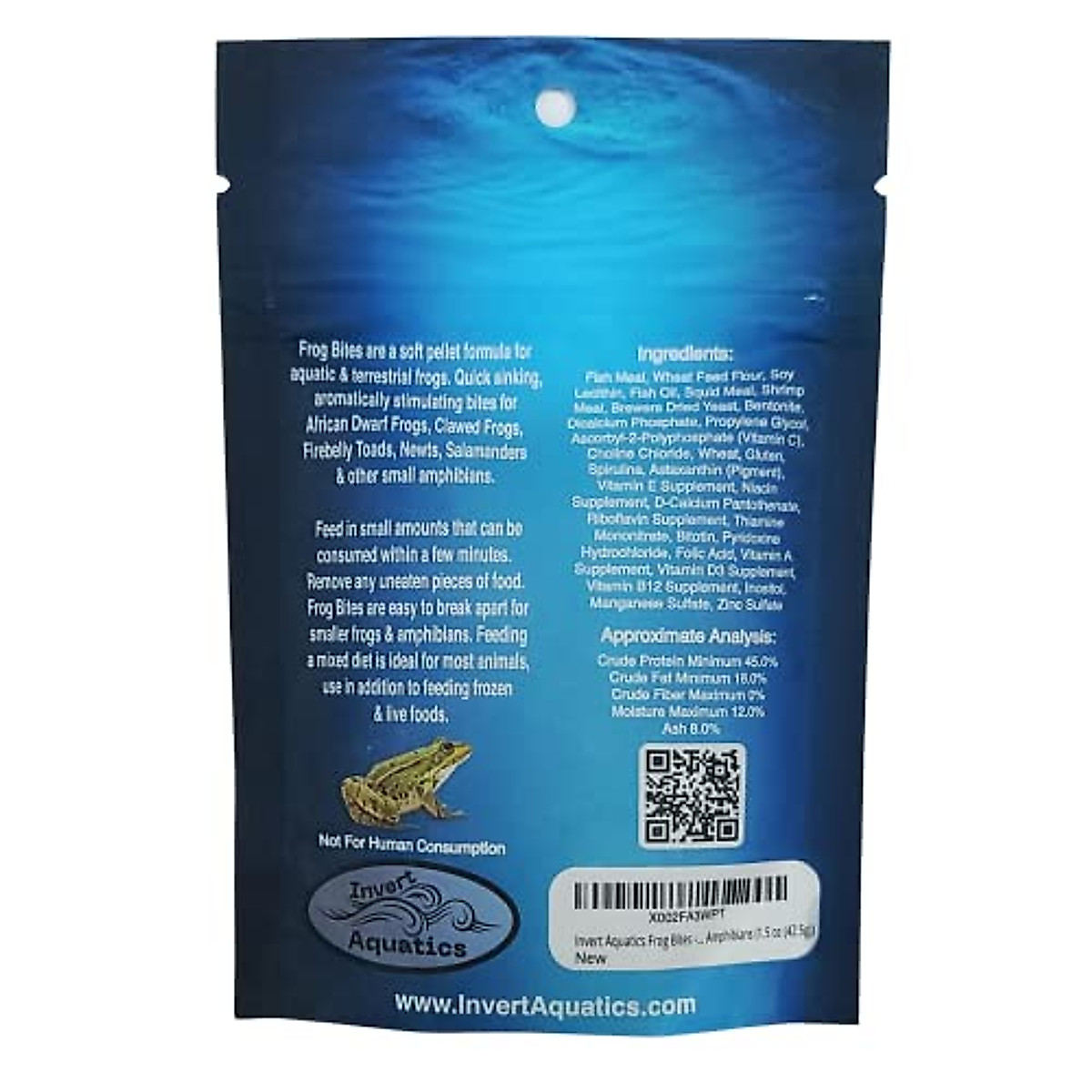 Invert Aquatics Frog Bites - Moist Pellet Sinking Diet for Frogs & Small Amphibians (1.5 oz (42.5g))