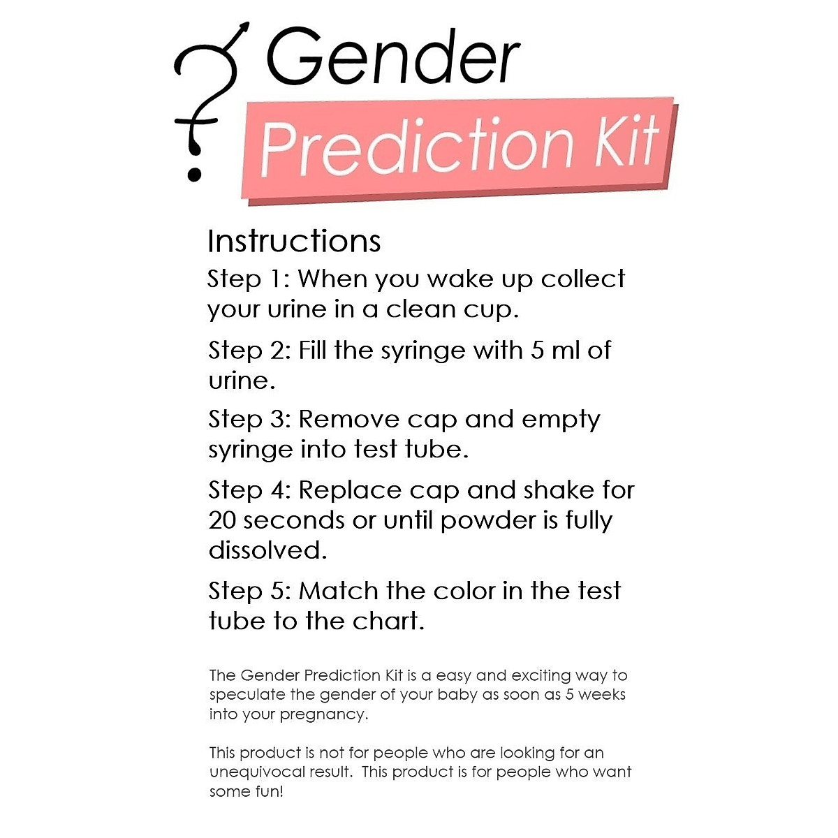 Baby Gender Prediction Test Kit - Early Pregnancy Prenatal Sex Test - Predict if Your Baby is a boy or Girl in Less Than a Minute from The Comfort of Your Home. Super Fun Gift for Reveal Party.