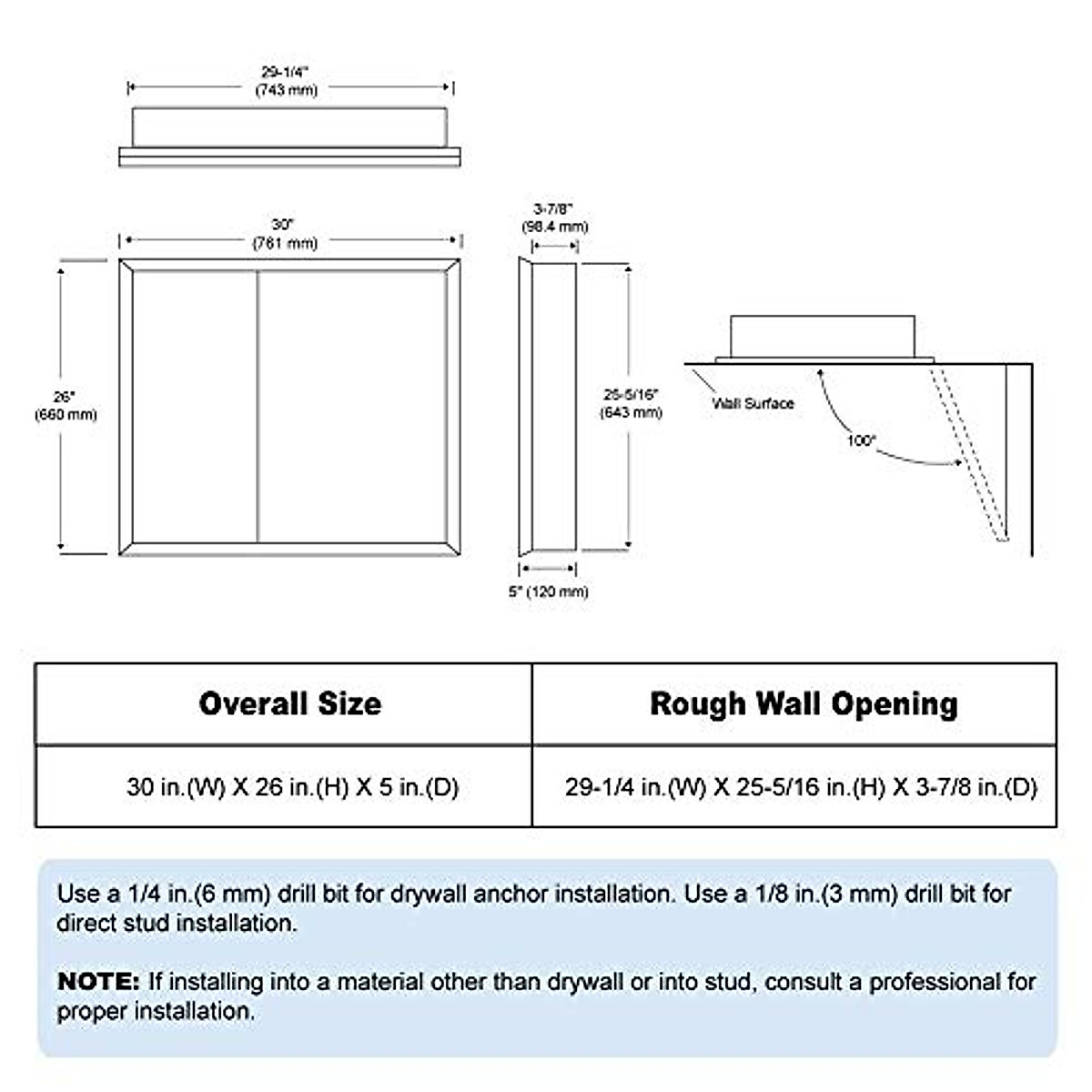 Movo Double Doors Medicine Cabinet with Mirror, 30 inch X 26 inch Aluminum Bathroom Medicine Cabinet, Adjustable Glass Shelves, Waterproof and Rust-Resist, Recess or Surface Mount Installation