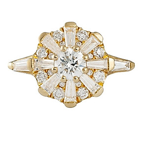 Awmnjtmgpw 18K Gold Cubic Zircon Ring Personalized Full Diamond Engagement Ring Women's Jewelry Size 6-10 (Size 6)