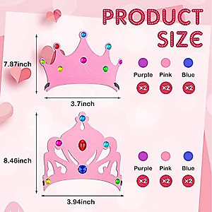 55 Piece Princess Wands Kit Include Wooden Wands for Crafts, Gem Stickers, Ribbons, Foam Princess Tiaras and Wooden Crowns DIY Heart Butterfly Moon Wand Make Your Own Princess Wand for Kid Girl