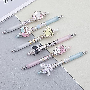 G-Ahora 6pcs Cartoon Kitty Ballpoint Pens Kawaii Kitty Cat Gel Pens Black Ink 0.5mm School Supplies(Gel-slo A)