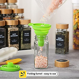 JARXSUN 24 Pcs Spice Jars with Bamboo Lids-4oz Glass Spice Jars with 4 of Sets Labels and Shaker Lids (24, 4 oz)