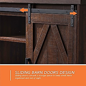 WAMPAT Buffets & Sideboards Buffet Table 2 in 1 Bar Cabinet with 2 Doors for Dining Room，Brown