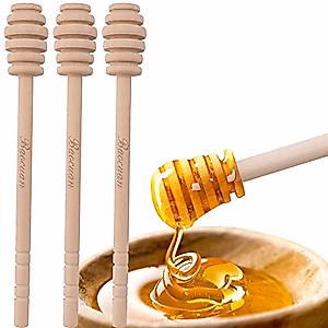 Baocuan 5 Pcs 6.3 Inch Honey Dipper Sticks,Mini Wooden Honeycomb Stick-Honey Stirrer Stick for Honey Jar Dispense Drizzle Honey and Wedding Party Gift