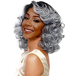 BXzhiri Short Curly Hair Wigs Grey Human Hair Lace Wigs European and American Women's Styling Cool Wig