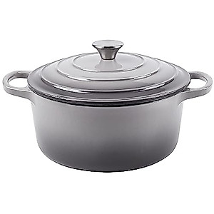 Alathote 6 Quart Enameled Cast Iron Dutch Oven with Lid - Big Dual Handles - Oven Safe up to 500°F - Classic Round Pot for Versatile Cooking Light Gray