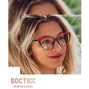 SOCTICK Cat Eye Reading Glasses for Women Blue Light Blocking,Readers for Women 2.5 with Comfort Spring Hinges,Fashion Designer Ladies Eyeglasses(4 pack)