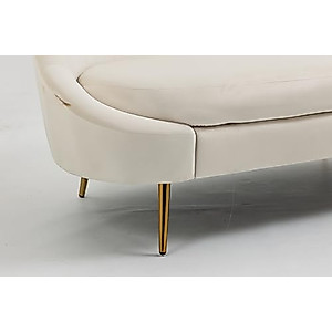 ZOBIDO Velvet Couch Modern Loveseat Sofa Twin Size Contemporary Sofas Upholstered Couch with Contemporary Velvet Upholstered Sofa Couch for Living Room and Bedroom(White)