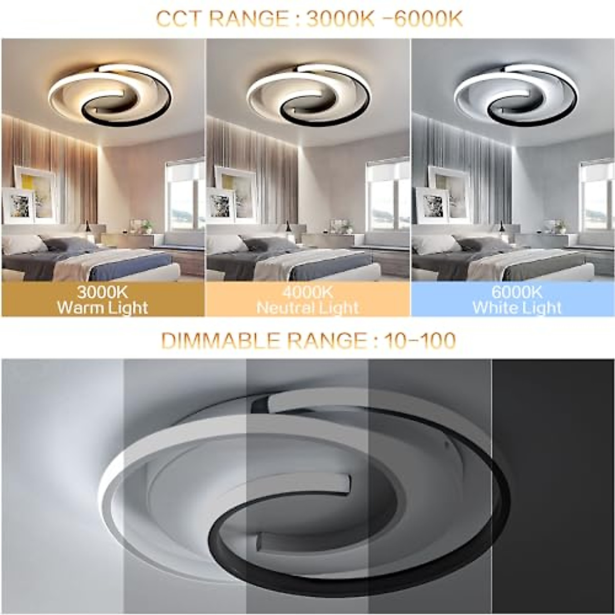 IEANL Smart Modern Ceiling Light,LED Ceiling Lights with Alexa Google Home,Dimmable Flush Mount Chandelier Fixture,Remote Control Ring Ceiling Lamp for Living Room Bedroom Dining Room, TY-1951