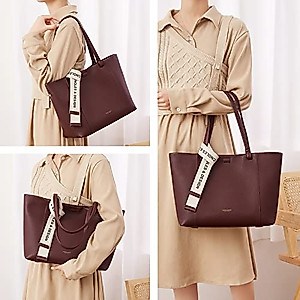 Cnoles Women Tote Bag Shoulder Satchel Hobo Tote Bags Pures and Handbags For Women Ladies Top Handle Large Soft Leather Purse Red