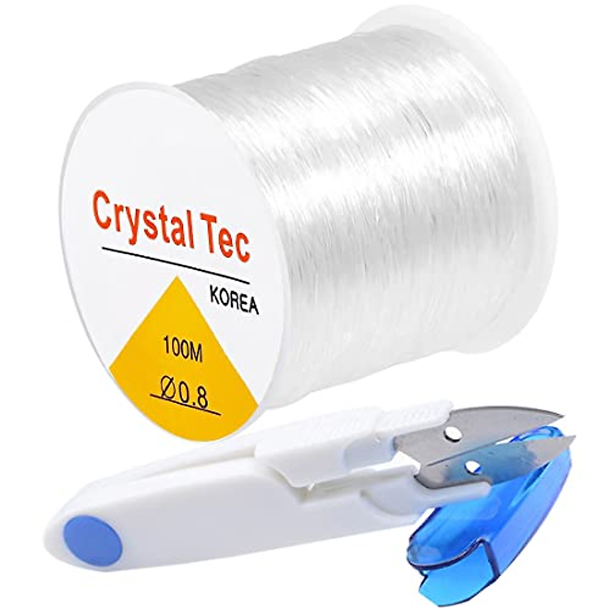 QBJAYTY Bracelet String, 0.8mm Elastic String for Clay Beads, 100M Clear Elastic Stretchy Bracelet String for Jewelry Making, Elastic Beads Beading String Cord (White)