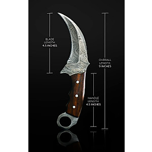 Perkin Knives Fixed Blade Knives Damascus Steel Hunting Knife With Sheath KT101