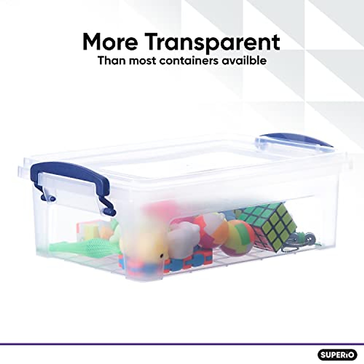 Superio Clear Storage Bins with Lids, Stackable Storage Box with Latches and Handles, Extra Small, 2 Pack 2 Quart