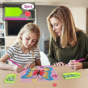 QEUOYSS Diamond Painting Kit for Kids with Wooden Frame Art and Crafts for Kids Ages 6-8 -10-12 Easy to DIY Diamond Art for Kids and Adult Beginners Home Wall Decoration (Butterfly)