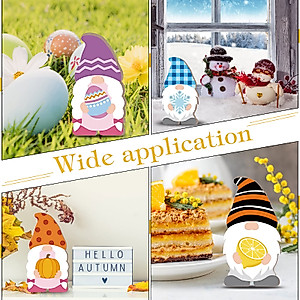 30 Pieces Holiday Interchangeable Easter Wooden Gnome Decor DIY Saint Patrick Seasonal Tiered Tray Decoration with Magnet Swappable Detachable Hats Changeable Welcome Sign for Home