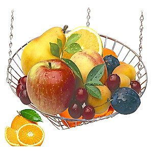 YYTONG 3 Tier Fruit Basket Hanging Heavy Duty Metal Fruit Baskets Bowl Vegetable Organizer for Kitchen, Detachable Vegetable Storage Fruit Stand Holder, Countertop Space Saver (Silver)